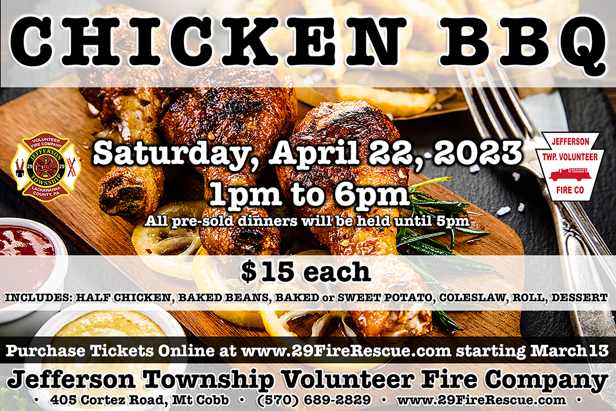 Chicken BBQ Ticket – 2023 – Jefferson Township Volunteer Fire Company