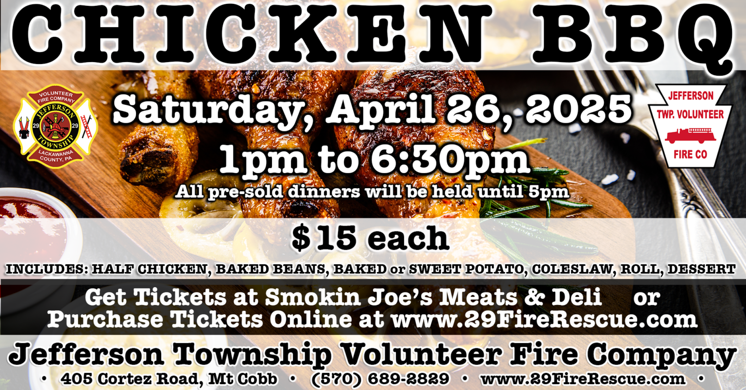 Chicken BBQ Ticket – 2025 – Jefferson Township Volunteer Fire Company